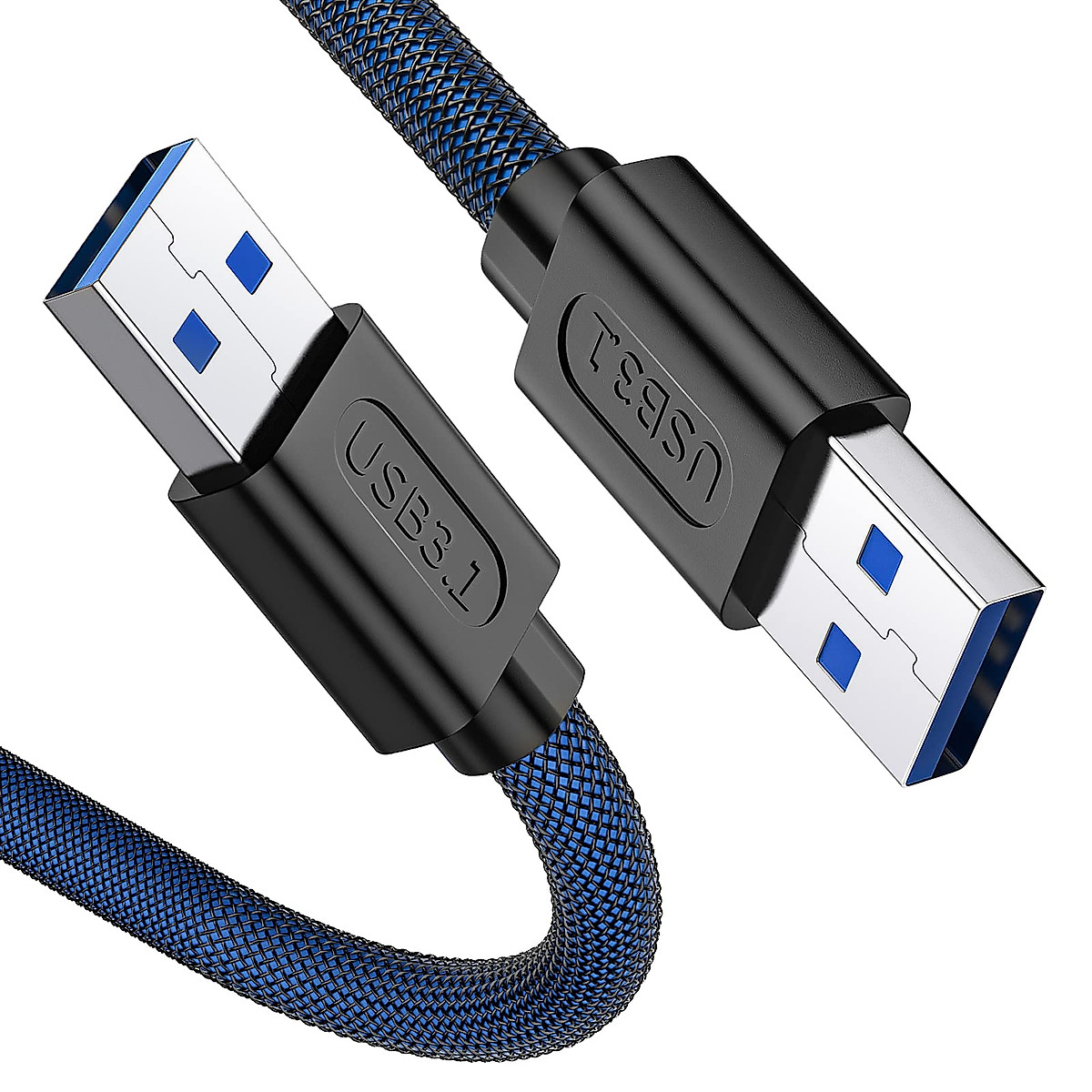 ANDTOBO USB 3.0 A to A Male Cable 6.6 FT, USB 3.0 Male to Male Cable Double End USB Cord Compatible with Hard Drive Enclosures DVD Player Laptop Cooler - Blue