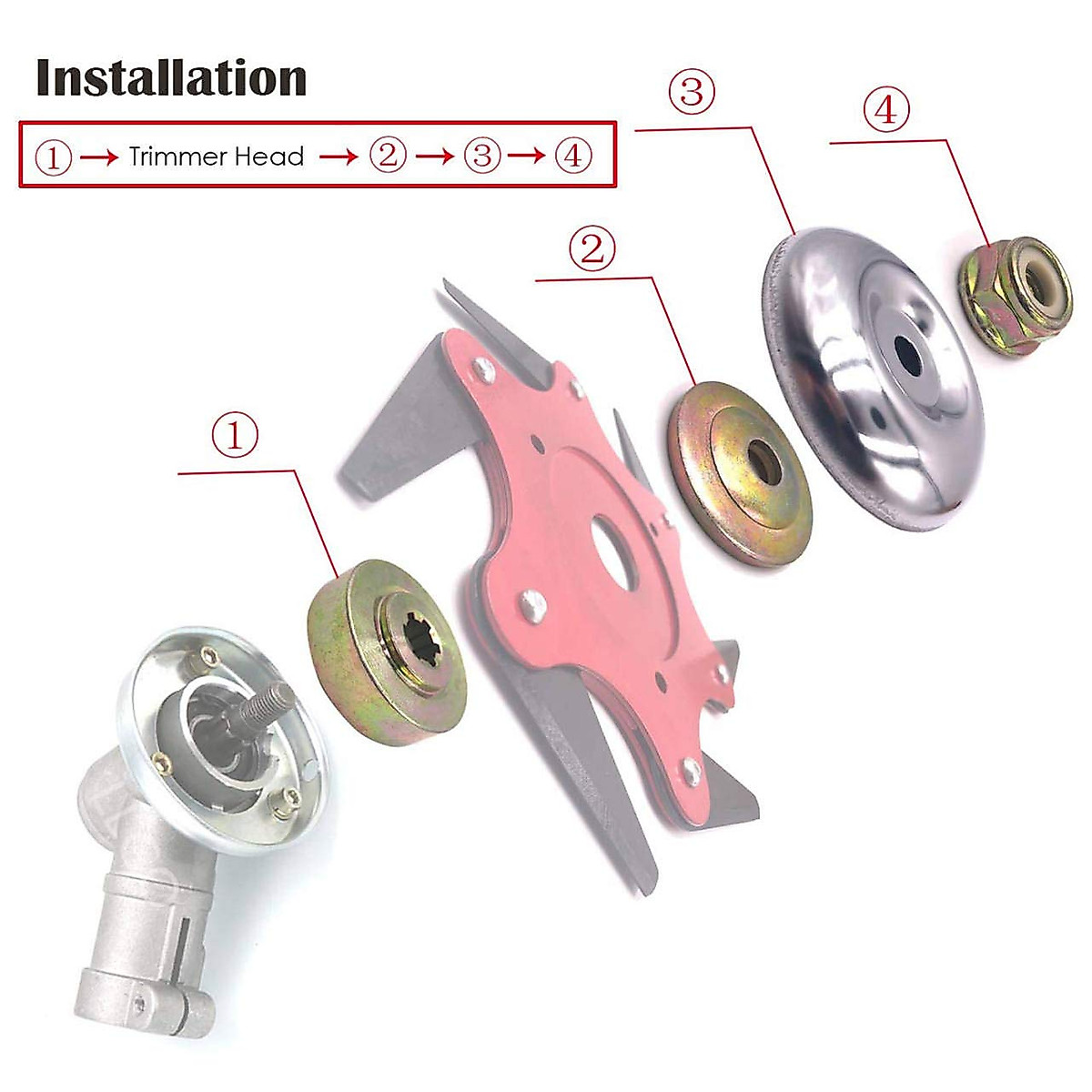 OXT Blade Adapter Kit, Blade Adapter Attachment Maintenance Kit, 6 Steel Razors Trimmer Head, Thrust Plate Guard Washer, Thrust Washer, Rider Plate, Lock nut