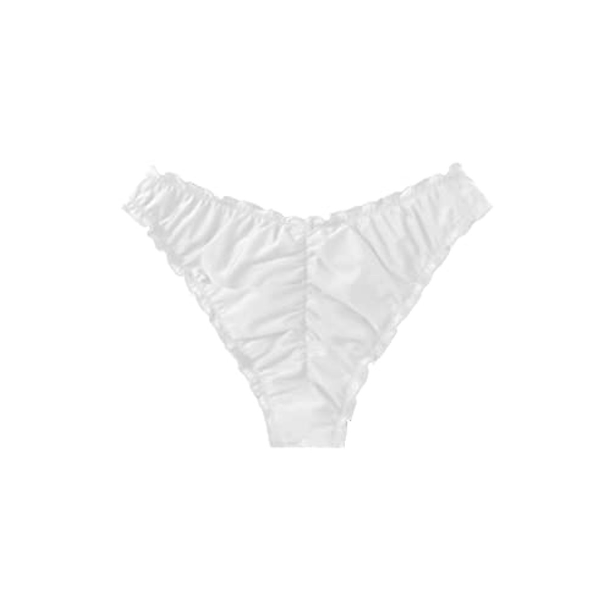 SheIn Women's Ruffle Bikini Bottom Ruched Swimsuit Bottom Solid Swim Briefs White X-Small