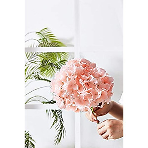 KISLOHUM Artificial Hydrangea Flowers Blush Heads 10 Fake Hydrangea Silk Flowers for Wedding Centerpieces Bouquets DIY Floral Decor Home Decoration with Stems.