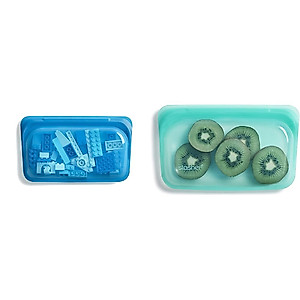 Stasher Reusable Silicone Storage Bag, Food Storage Container & Reusable Silicone Storage Bag, Food Storage Container, Microwave and Dishwasher Safe, Leak-free, Snack, Aqua