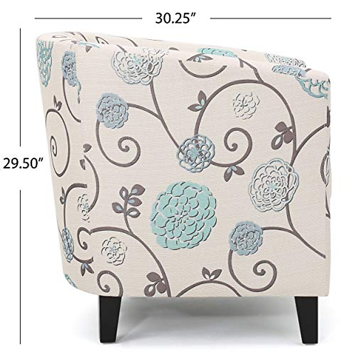 Christopher Knight Home Preston Fabric Club Chair, White / Blue