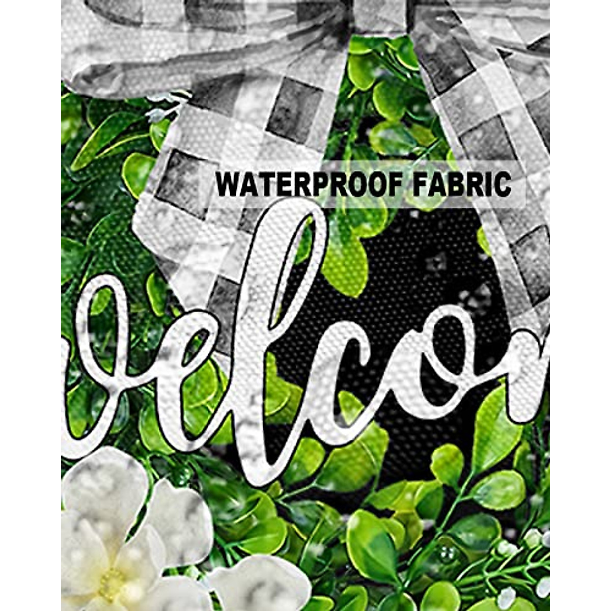 Outdoor Pillows 18x18 Waterproof Outdoor Pillow Covers Spring Green Wreath Boxwood Polyester Throw Pillow Covers Garden Cushion Decorative Case for Patio Couch Decoration Set of 2 Farmhouse Plaid