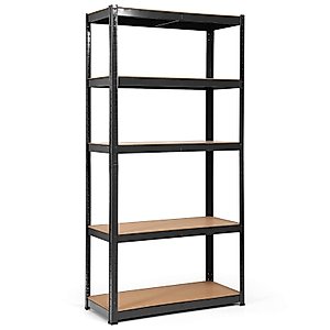 Giantex Storage Rack Shelving Unit Storage Shelf Steel Garage Utility Rack 5-Shelf Adjustable Shelves Heavy Duty Display Stand for Books, Kitchenware, Tools Bolt-Free Assembly 36"x 16"x 72” (1)
