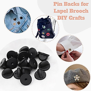 Rubber Pin Backs, 100PCS Lapel Pin Backs, Pin Safety Backs for Brooch Tie Hat Badge Insignia, Black