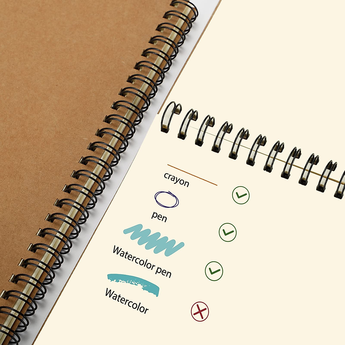 LABUK 7 Pack Blank Spiral Notebook, A5 Unlined Spiral Notebook, 100 Pages Journal Sketch Books 8.3"x 5.5" Soft Cover Kraft Diary Planner, 50 Sheets for School Travel Office (Brown)