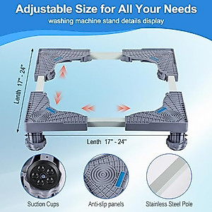 Saillong Mini Fridge Stand with Drip Pan, Universal Stand Base Adjustable Refrigerator Stand with 4 Strong Feet, 21 x 20 Inch (ID) Washing Machine Drain Pans for Washer and Dryer Pedestal