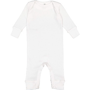RABBIT SKINS Baby Long Sleeve Long Leg Bodysuit Boy & Girl | Newborn 0-3 to 24 Months, White, Newborn