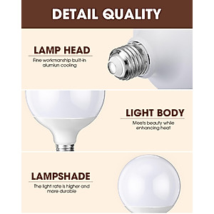 Tujoe LED Globe Light Bulbs G120 Globe Bulb Warm White 3000k Dimming Light Bulbs E26 Base LED Globe 15w Large Light Bulb for Indoor Room Lighting Home Decoration(4 Pcs)