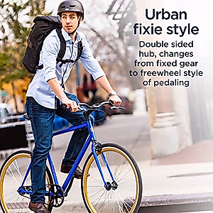 Schwinn Kedzie Single-Speed Fixie Road Bike, Lightweight Frame for City Riding,28 inches, Blue