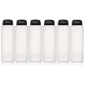 ljdeals 6 Pack 8 oz Plastic Squeeze bottles with Black Flip Top Caps, Wide Mouth for Condiment, Sauces, Multi Purpose, Refillable, Empty Bottles, BPA Free, Made in USA