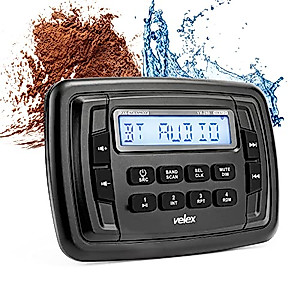 Velex Powersport Marine Stereo Radio AM FM Tuner Stereo 4 x 45W Bluetooth Streaming UTV ATV