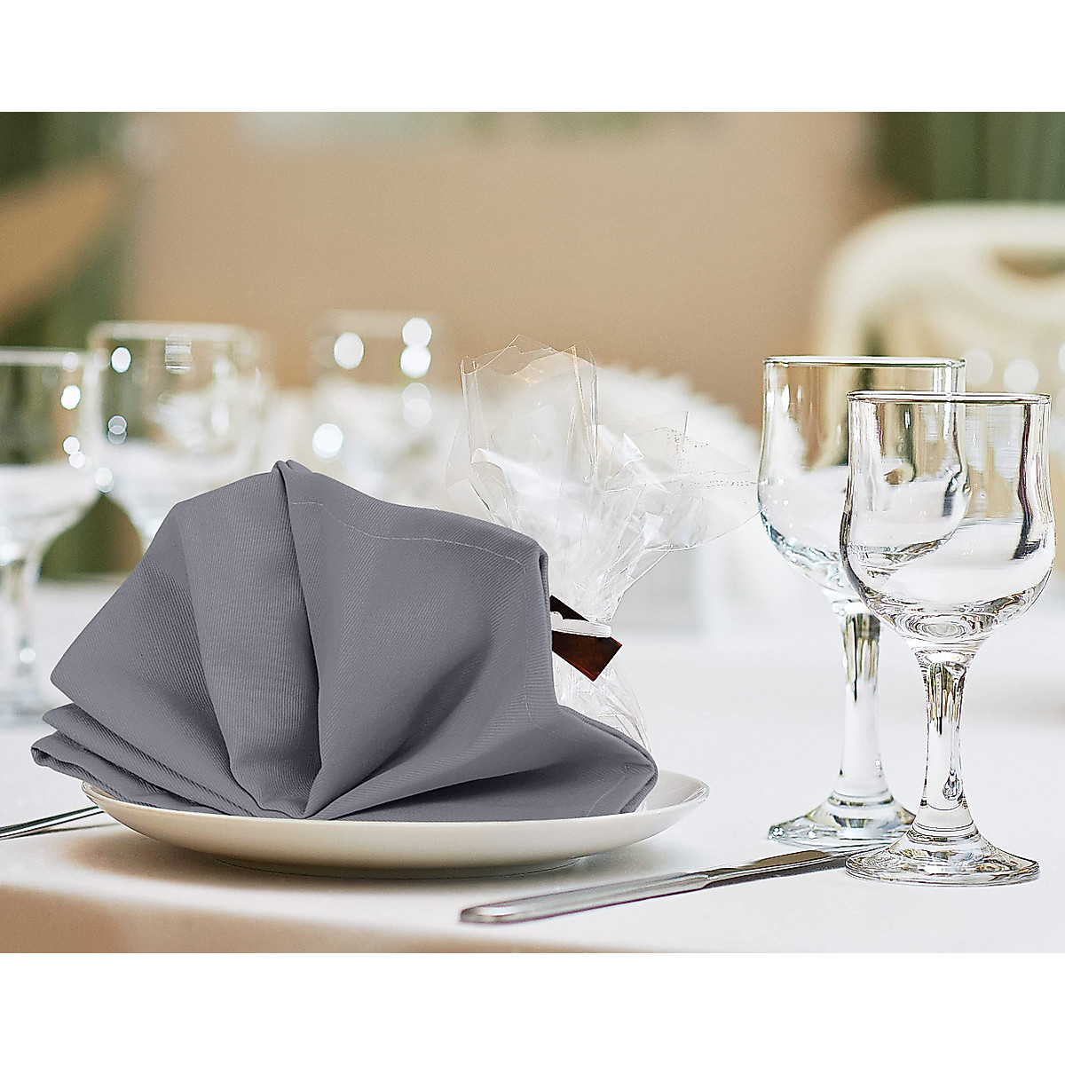 Utopia Kitchen Charcoal Cloth Napkins [12 Pack, 18x18 Inch] Cotton Blend Washable and Reusable Table Dinner Napkins for Hotel, Lunch, Restaurant, Weddings, Event and Parties