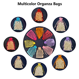 SIAGCRAW 100PCS Mixed Color Organza Bags, 4x6 inches Small Mesh Bags Drawstring, Little Gift Bags for Candy Jewelry Party Wedding Favor Small Presents