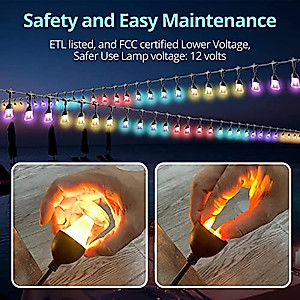 comtifyer Smart Outdoor String Lights, 32ft RGB Patio Lights with 12 Dimmable LED Bulbs, IP65 Waterproof, WiFi APP Control LED String Light for Backyard, Garden, Party