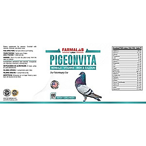 PIGEONVITA para Palomas 100Tabs Vitamins Minerals Aminoacids for Racing Pigeons Show Pigeons Rollers Hens Doves Vitaminas Minerales Aminoacidos