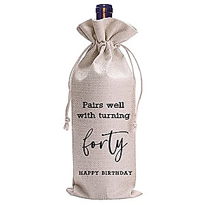 LANBAIHE 40th Birthday Wine Bag,Funny Birthday Party Gifts,Forty 40 Years Old Birthday Gifts Wine Bag for Mom,Wife, Friend,Sister,Brother, Him,Colleague,Coworker (40th Wine Bags)