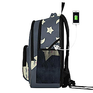 ALAZA Sleeping Night Stars and Moon Travel Laptop Backpack Durable College School Backpack for Boys Girls