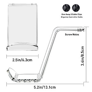 OAPRIRE Under Desk & Desktop Controller Holder Gaming Accessories (2 Pack), Universal Controller Stand for PS5 PS4 Xbox ONE STEAM PC (Crystal Clear)