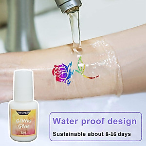 Temporary Tattoo Glue - 8ml Glitter Glue Brush Bottle, Water Soluble Body Painting Glue, Ideal for Halloween, Carnival, Birthday Party, Theme Party, Costume Events & Makeup Artists (3 Pcs)