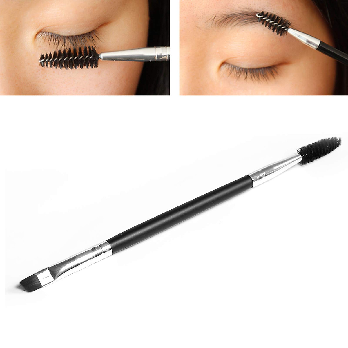 GreenLife 3Pcs Professional Eyelash Comb lash brush Duo Eyelash Brush Curlers Double-Ended Dual Eyebrow Brush Mascara Spoolie Separator Angled Brow Brush Steel Makeup Grooming Tool