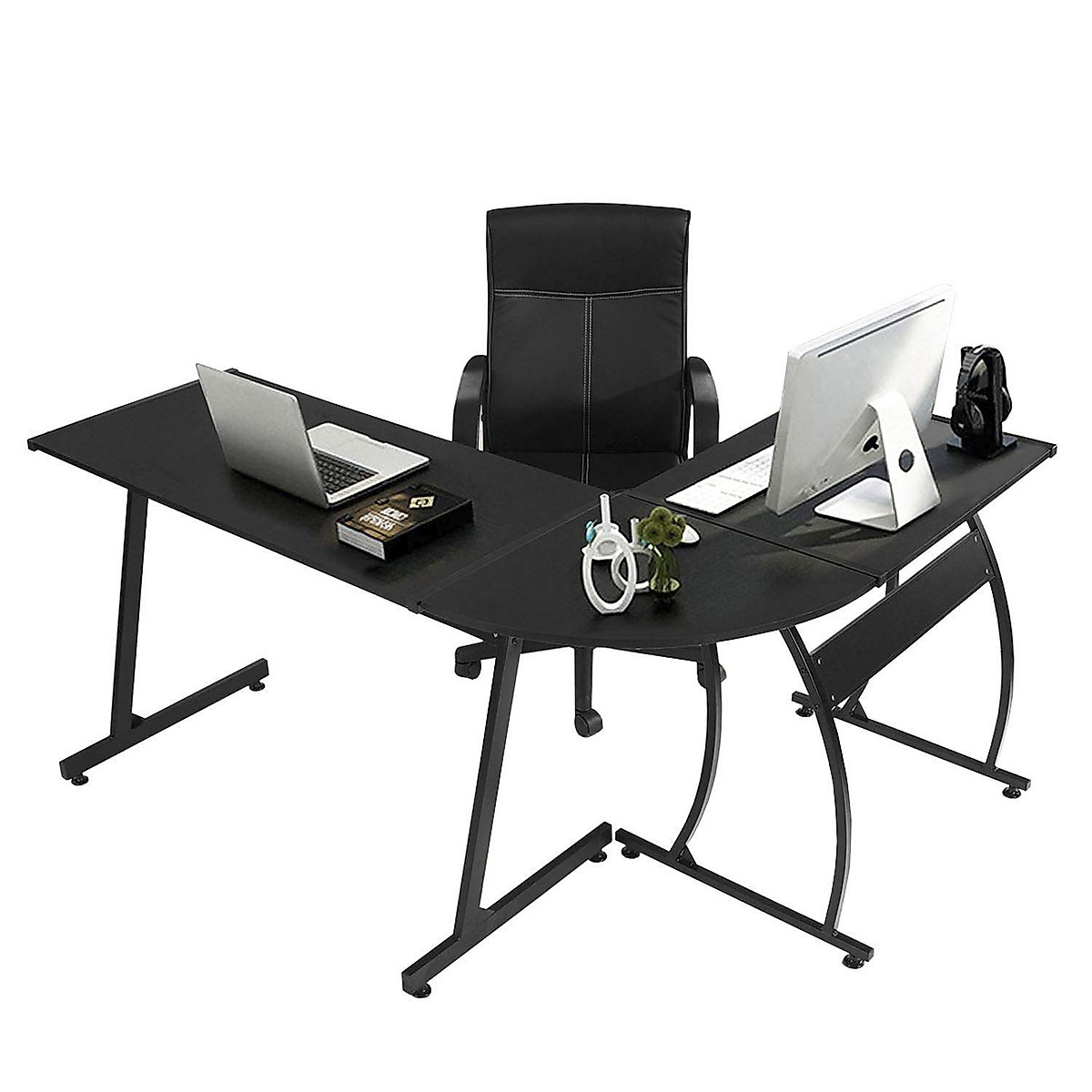 Gatesea L-Shaped Desk Corner Table Computer Desk Laptop Study Writing Table Workstation for Home Office (Black)