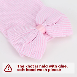 BQUBO Newborn Baby Caps Mittens for Baby Girls Set Hospital Hat Beanie Infant Hats with Bow Baby Scratch Mitten Gloves