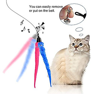M JJYPET Cat Wand Toy Replacement Refill,10 Packs Cat Worm Toy,Assorted Teaser Refills with Bell for Cat,Kitten