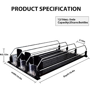 ikaufen Drink Organzier for Fridge-Saving Drink Plastics Dispenser for Fridge - Organize Your Refrigerator with Ease(16.4inch, 3 Rows)