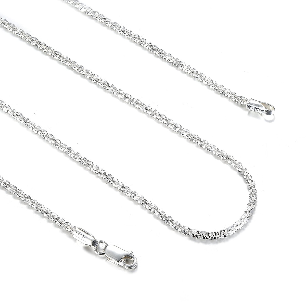 MILACOLATO 925 Sterling Silver 2MM Sparkle Mirror Link Chain for Women 18K Gold Plated Durable Italian Silver Choker Necklace Chain Jewelry - Lobster Claw Clasp 16/18/20/22/24/26 Inches
