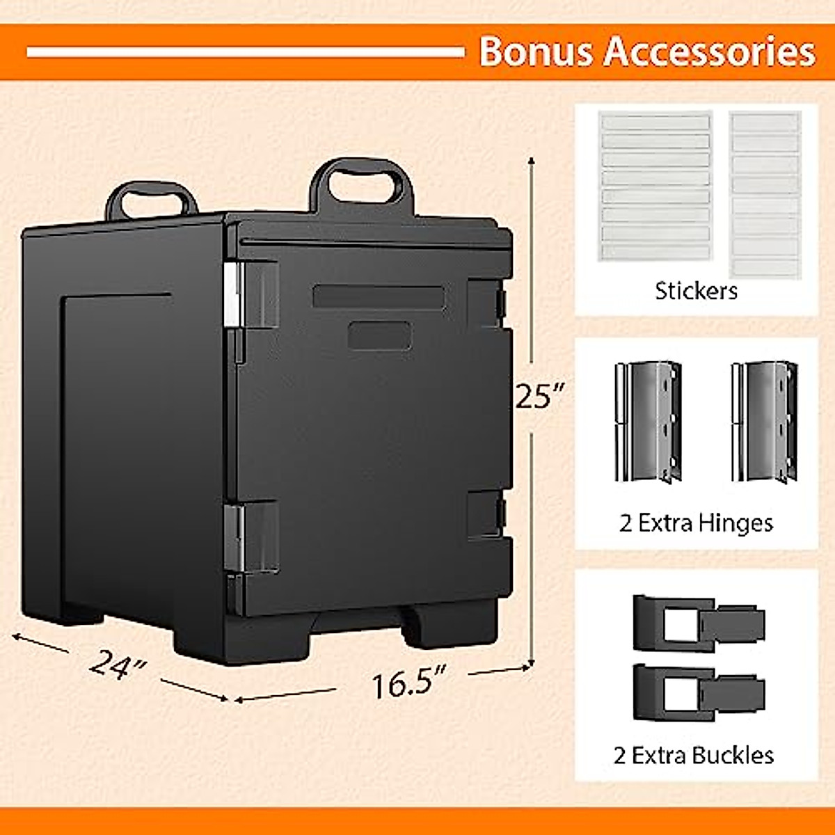 COSTWAY End-Loading Insulated Food Pan Carrier, for 5 Full-Size Pan, 81 Quart Capacity, Food-grade LLDPE Material, Portable Food Warmer with Fastener, Ideal for Canteen and Restaurant Use