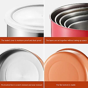 NGUMMS 5 Stainless Steel Container - Round Food-Grade Lunch Boxes Food Storage Set With Sealing Lids For Dry Food Fruits Vegetables Snacks