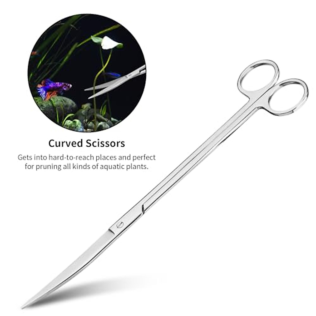 Ohtomber Aquascape Tools Aquarium Kit - 4PCS Terrarium Supplies Include Long Tweezers for Terrarium, Feeding Tongs, Aquarium Scissors, Aquarium Algae Scraper for Fish Tank Cleaning Plant Trimming