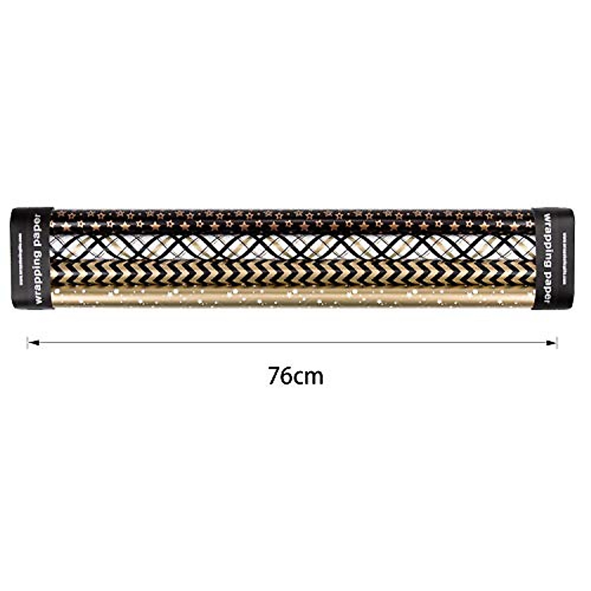 WRAPAHOLIC Wrapping Paper Roll - Black Gold Design for Birthday, Holiday, Baby Shower - 4 Rolls - 30 inch X 120 inch Per Roll