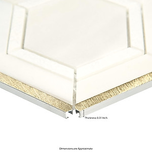 MSI Medici Gold Pattern 12.44 in. x 10.83 Marble Mesh-Mounted Mosaic Wall Bathroom, Floor, Kitchen Backsplash and Countertop Tile Geometric, Gray, White,