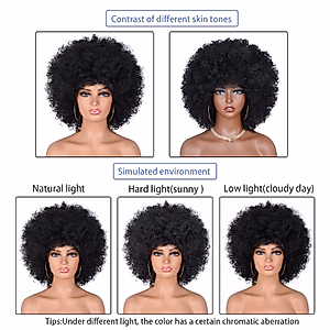 ANNISOUL Afro Wigs for Black Women Short Curly Afro Kinky Wig 70s Bouncy Huge Fluffy Puff Wigs Premium Synthetic for Cosplay and Daily