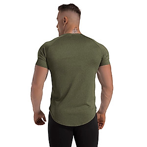 Men's 3pack Dry Fit Workout Gym Short Sleeve T Shirt Moisture Wicking Active Athletic Performance Running Shirts(BKDGAG L)