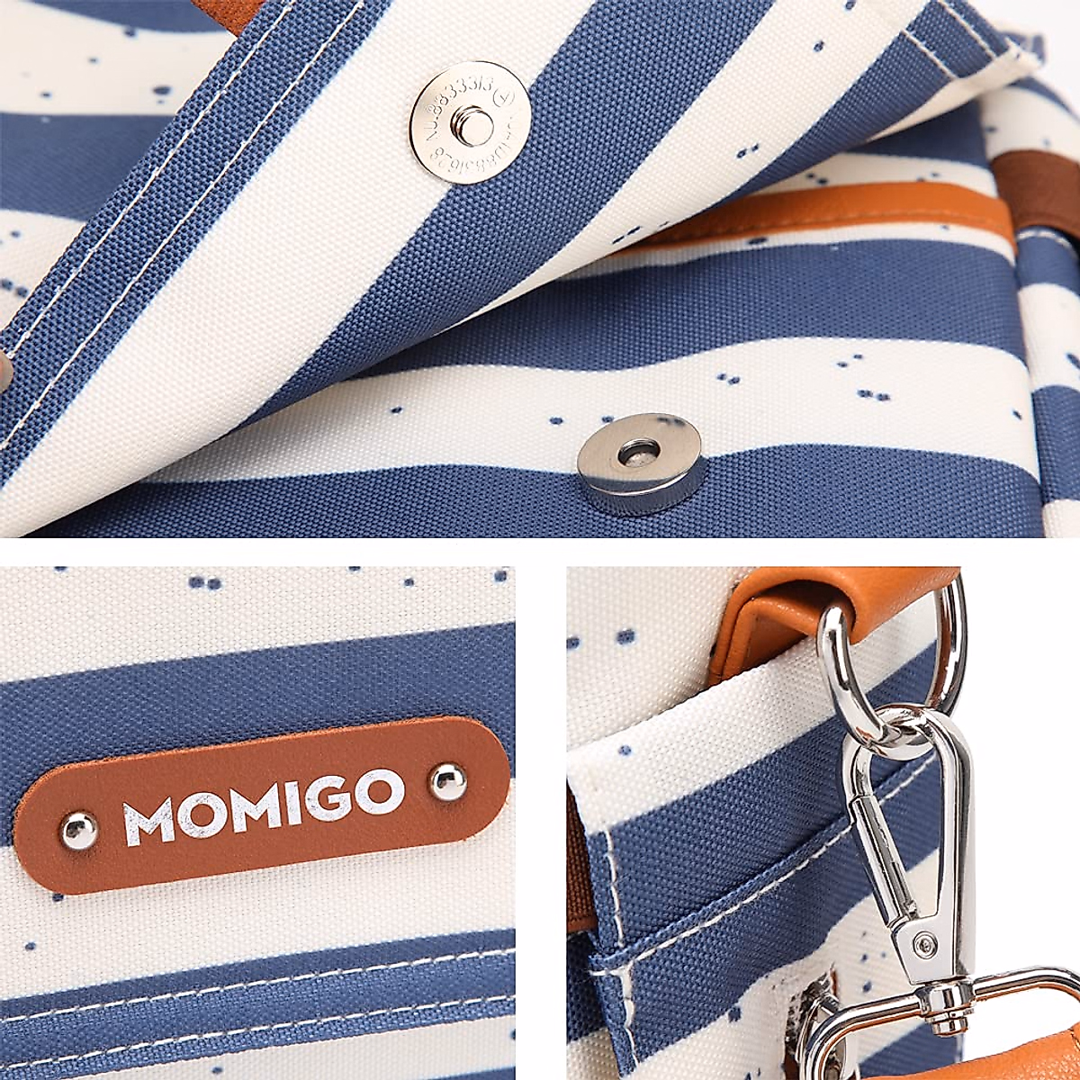 Baby Diaper Stroller Bag - Diaper Caddy Tote Baby Stroller Bag Nursery Storage Bin for Diapers, Wipes & Toys Diaper Bag With Stroller Hooks, Classic Stripes (Blue)