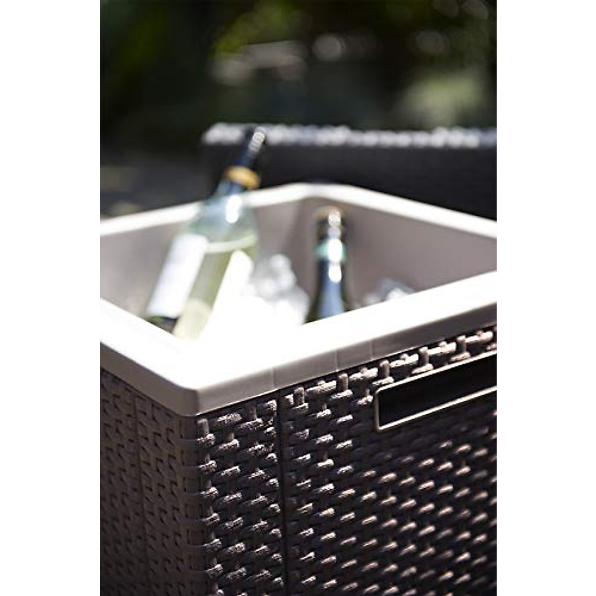 Keter Beer and Wine Cooler Table Perfect for Your Patio, Picnic, and Beach Accessories, Brown