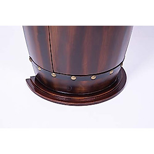Vintiquewise Wooden Wine Barrel Console, Bar End Table Lockable Cabinet