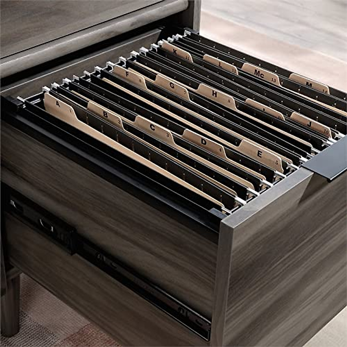 Sauder Clifford Place Modern Executive Desk in Jet Acacia, Jet Acacia Finish