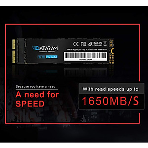 Dataram M.2 2280 256GB PCIe NVMe Gen 3.0 x4 SSD Compatible with Apple MacBook Air (2013-2017) & Pro (2013-2015), Mac Mini (2013) & Pro (2014), iMac (2013-2019)
