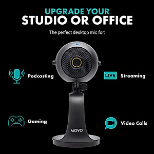 Movo WebMic-HD Webcam and Condenser Microphone - 1080p HD Webcam and Pro Cardioid Condenser Mic - HD USB Camera and Computer Microphone for Streaming, Gaming, Work-from-Home, Video Calls