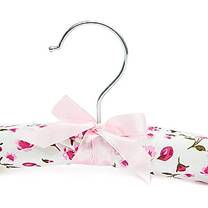 Satin Padded Hangers for Kids Nursery, Pink Floral (9.5 in, 12 Pack)