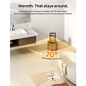 Dreo Space Heater for Bathroom and Indoor, Portable Heater, 1500W Safe and Quiet PTC Ceramic Heater, 40-95°F Digital Thermostat, 70°Oscillating, Remote, ALCI Safety Plug, 12h Timer, 5 Modes