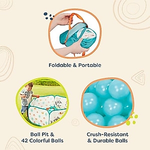 B. toys- Ball Pit – 42 Colorful Balls – Foldable & Portable – Ball Pit Set for Toddlers, Kids – Mini Playspace – 1 Year +