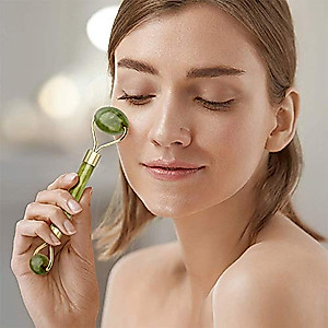 Ysrisny Gua Sha Facial Tools Jade Roller for Face - Facial Massage Tool for Anti Aging Wrinkles and Skin Rejuvenate -100% Natural Jade Stone for Face Eyes (Jade Roller+GUA SHA)