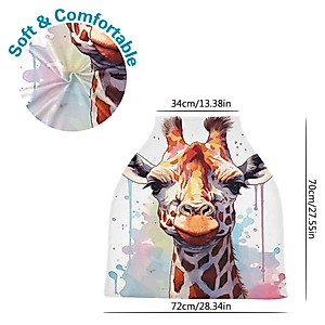 WELLDAY Baby Car Seat Covers Mommy Baby Giraffe Stretchy Breastfeeding Scarf Breathable Infant Carseat Canopy Nursing Covers Multi Use for Stroller High Chair Shopping Cart Boys and Girls