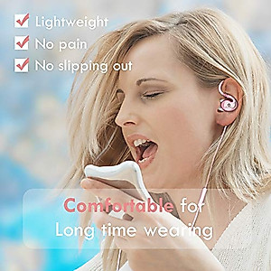 JAAMIRA Sports Wired Earbuds in-Ear Earphones with Microphone &Volume Control -Bass &Noise Isolation Over Ear Headphones with 3.5mm Jack -for Android Phone iPhone Computer Gaming Workout IPX4 Pink