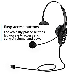Conambo Bluetooth Headset V5.0, Wireless Headset with Noise Cancelling Microphone, 16Hrs HD Talktime, On Ear Bluetooth Headphone for Cell Phone Trucker Engineers Business Home Office